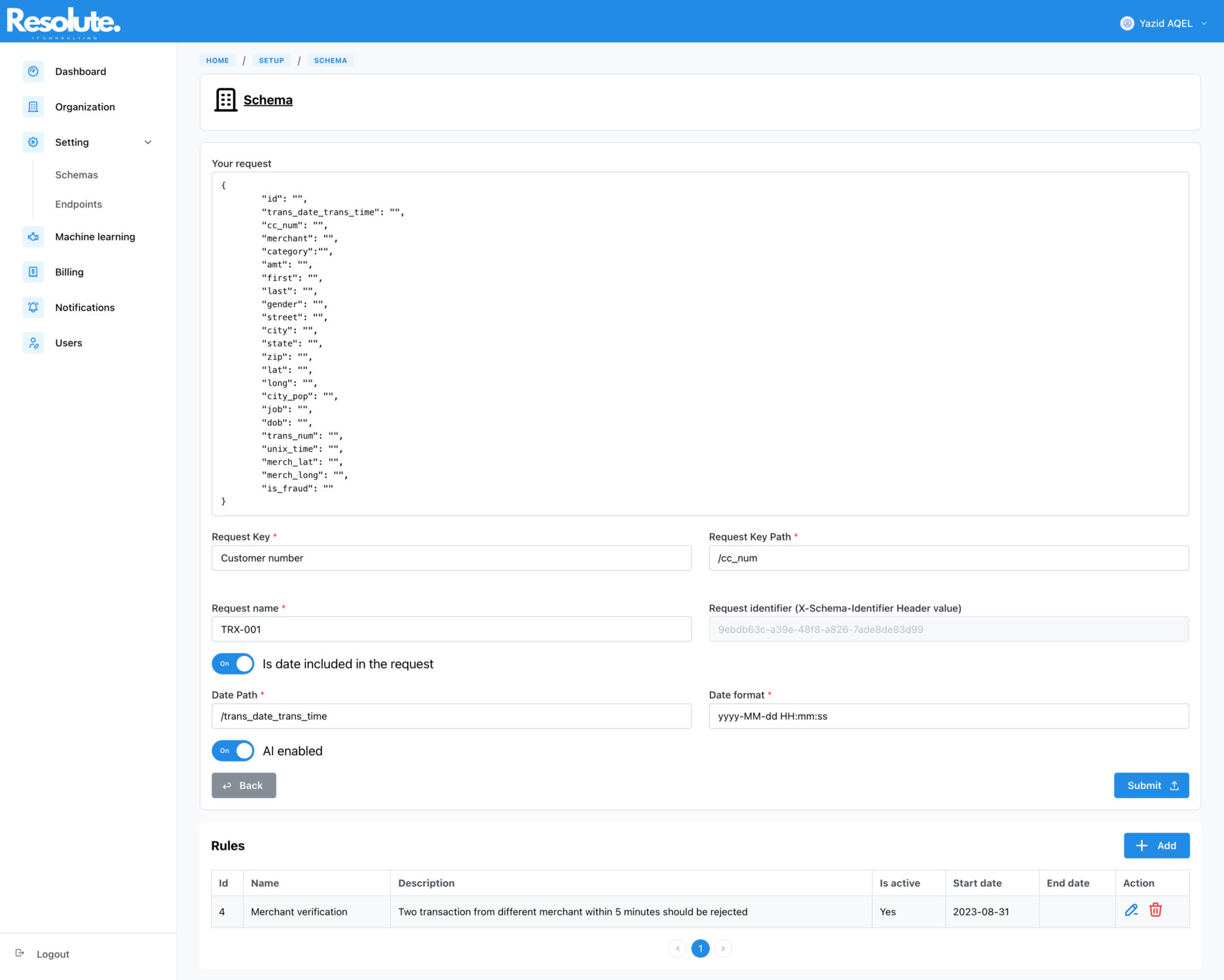 Schema Request Configuration – Resolute IT Consulting